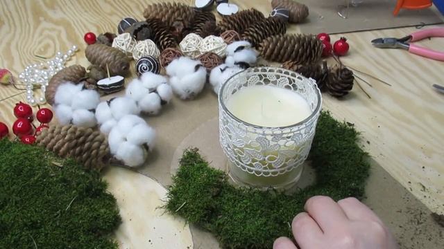 Новогодний подсвечник  из природных материалов и товаров Fixprice