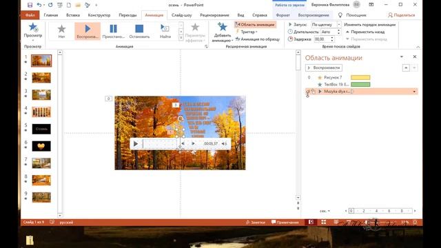 Вставка звука в презентацию ч 1 PP 19