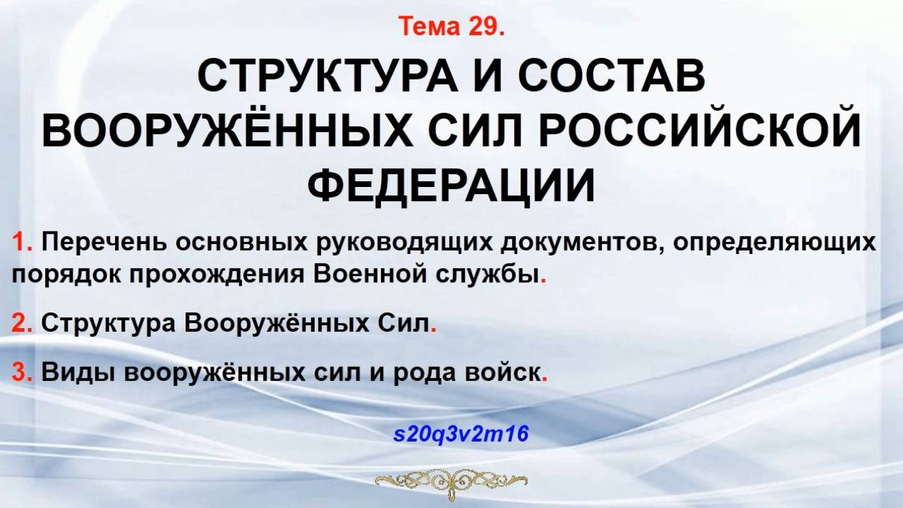 Тема 29. Структура и состав ВС.