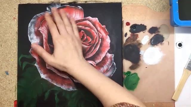 «Цветы. Алая роза и капли» как нарисовать ГИПЕРРЕАЛИЗМАКРИЛ | Сезон 3-2 |Мастер-класс ДЕМО