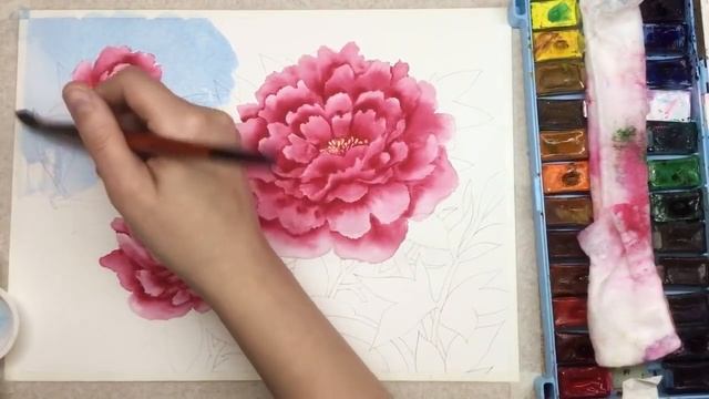 «Цветы. Пионы» как нарисовать АКВАРЕЛЬ| Сезон 4-2 |Мастер-класс ДЕМО
