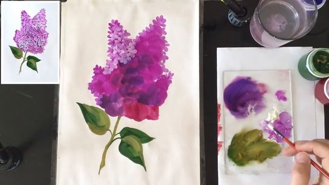 «Цветы. Сирень» как нарисовать ГУАШЬ | Сезон 1-4 |Мастер-класс для начинающих