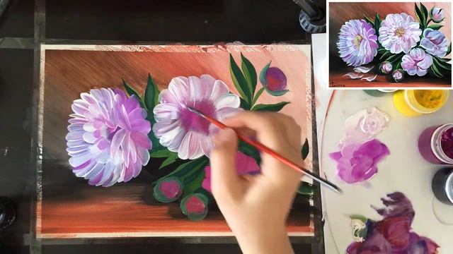 «Цветы. Пионы» как нарисоватьГУАШЬ | Сезон 2-1 |Мастер-класс для начинающих