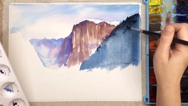 «Пейзаж. Утро в горах» как нарисовать АКВАРЕЛЬ| Сезон 3-8 |Мастер-класс для начинающих ДЕМО