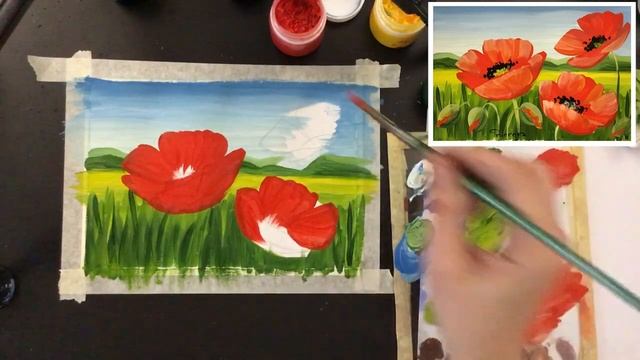 «Пейзаж. Маки» как нарисовать ГУАШЬ | Сезон 1-3 |Мастер-класс для начинающих