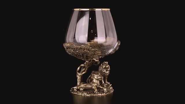 Бокал для коньяка Лев и Львица (Латунь, стекло)