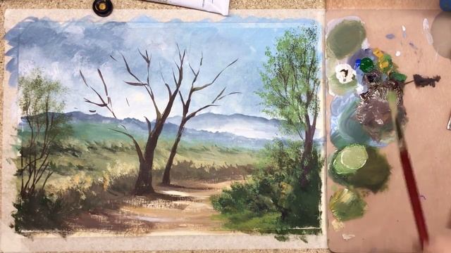 «Пейзаж. Цветущая весна» АКРИЛ | Сезон 2-9 |Мастер-класс для начинающих ДЕМО