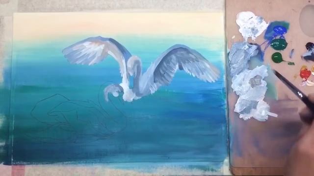 «Птицы. Лебеди на озере» как нарисовать АКРИЛ | Сезон 3-3 |Мастер-класс для начинающих ДЕМО