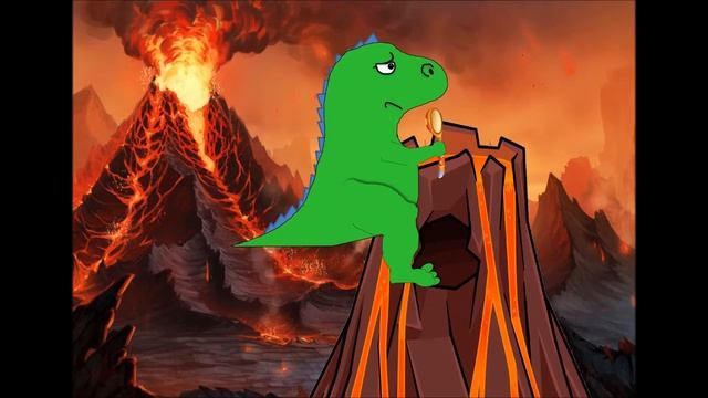 Wordmult Вордмульт Дракоша ест лаву из жерла вулкана. Автор Владимир Огнев