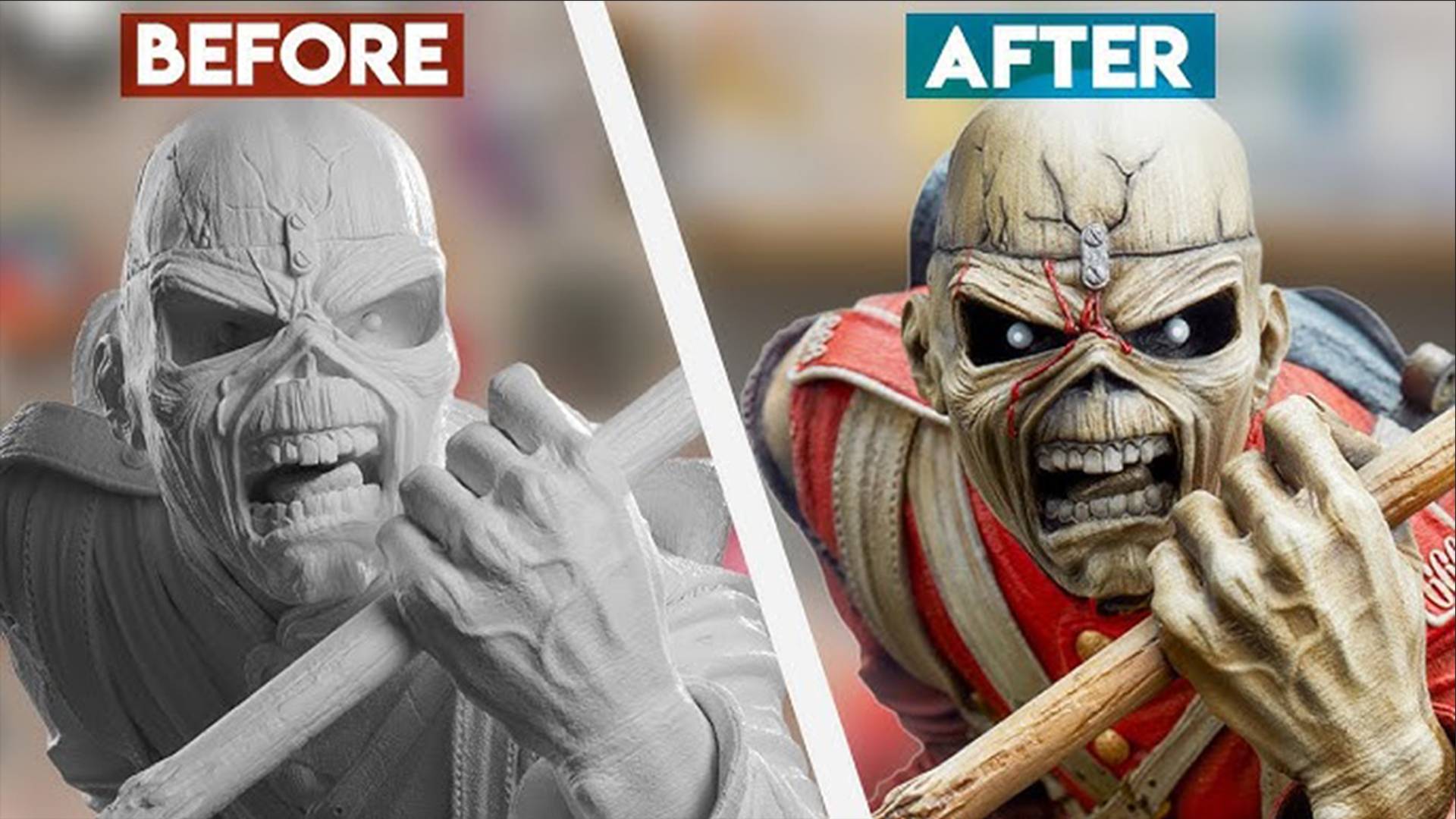 Рисую статую Железной Девы и солдата Эдди