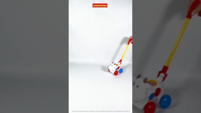 Каталка детская с ручкой Коровка с шестеренками и звуком #Shorts,#bondibon,#длядетей,#развивающая