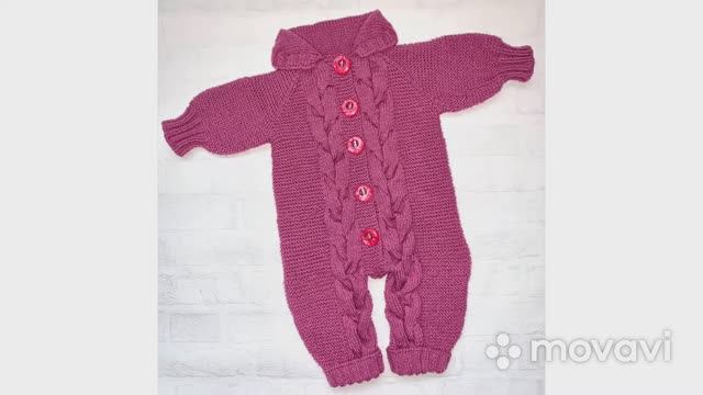 Комбинезон с косами на 9-12месяцев. Комбинезон спицами