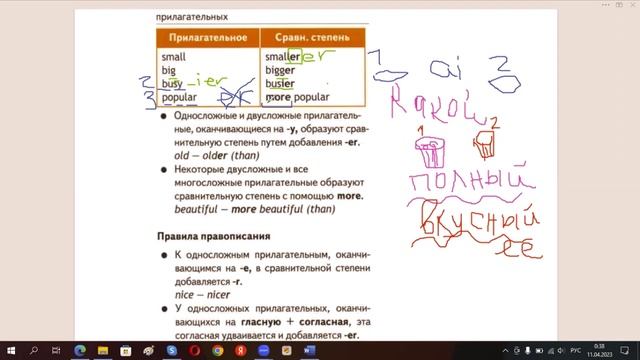 прилагательное и его сравнительная степень