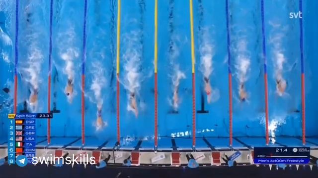 Новый Рекорд мира на 100 вольный стиль от Пан Джанле на чемпионате Мира в Дохе 2024