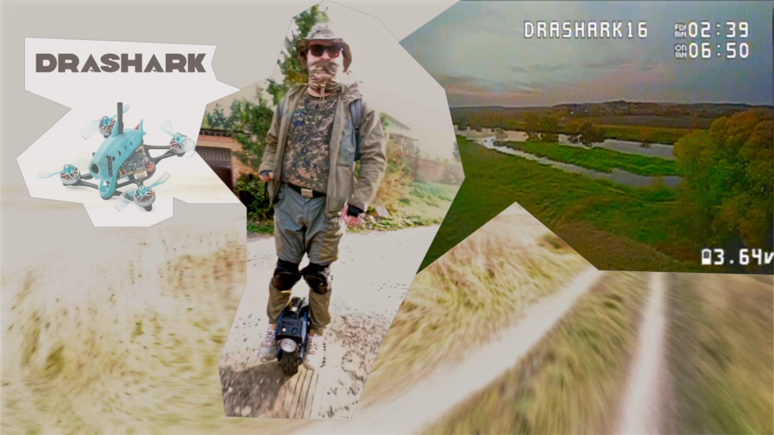 Обзор дрона Drashark, поездка на моноколесе begode mten4, видео с очков