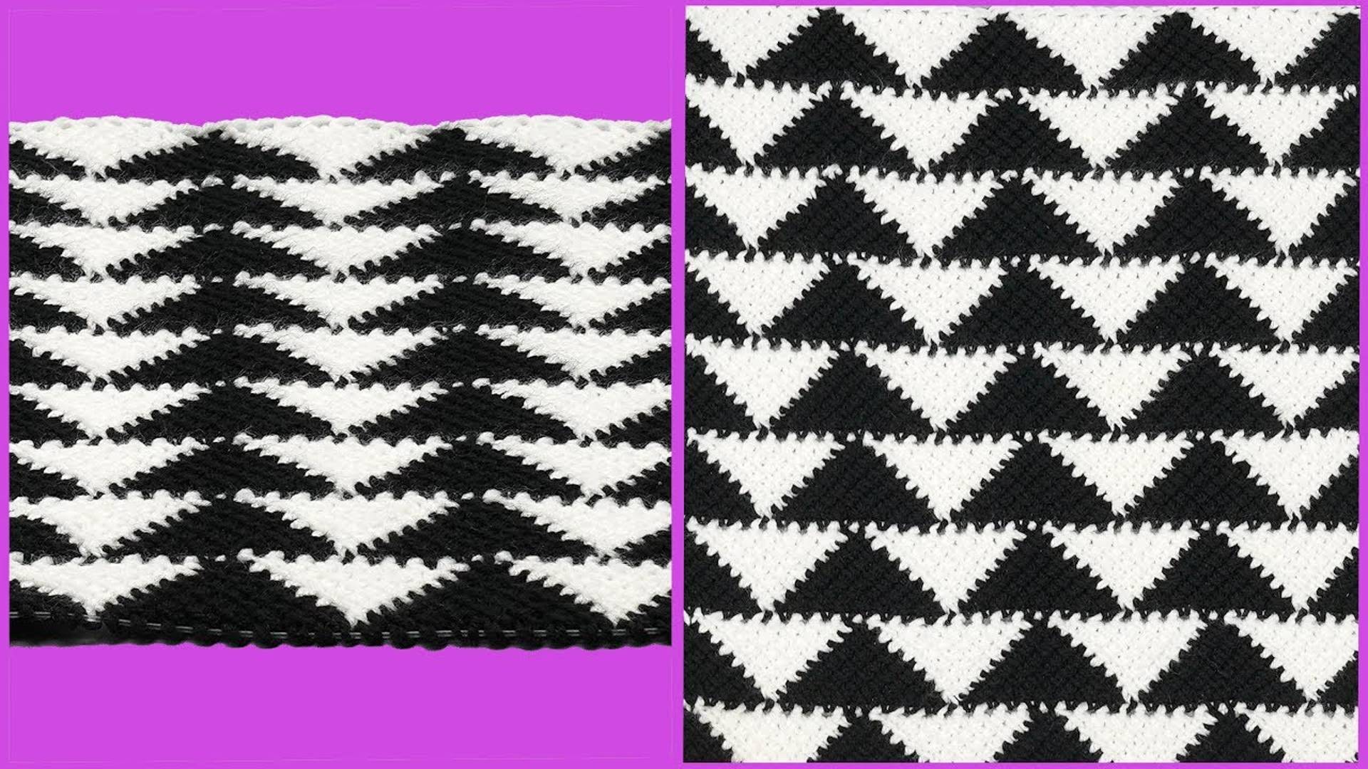 Узор "треугольники" тунисским крючком. Мастер класс вязания крючком.