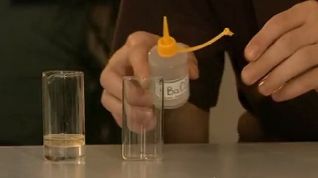 растительное масло с водой и раствор хлорида бария с серной кислотой