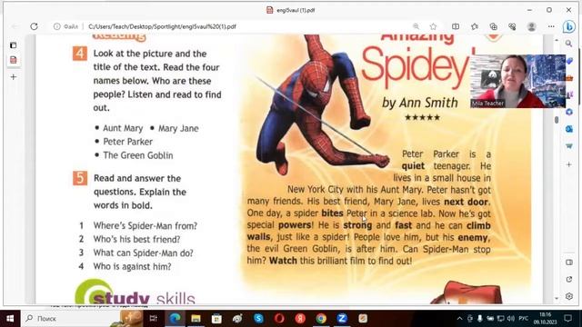Спотлайт 5, mod. 2a, упр.4,5 стр.37 Amazing Spidey!