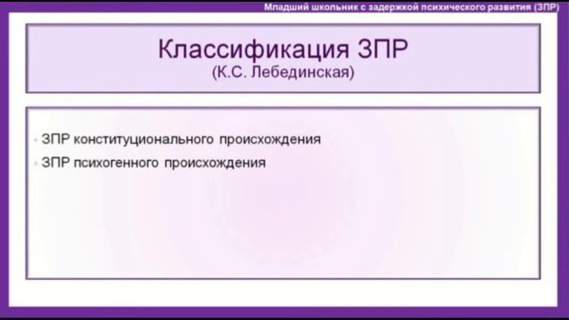 Видеолекция №1 "Особые образовательные потребности обучающихся с задержкой психического развития "