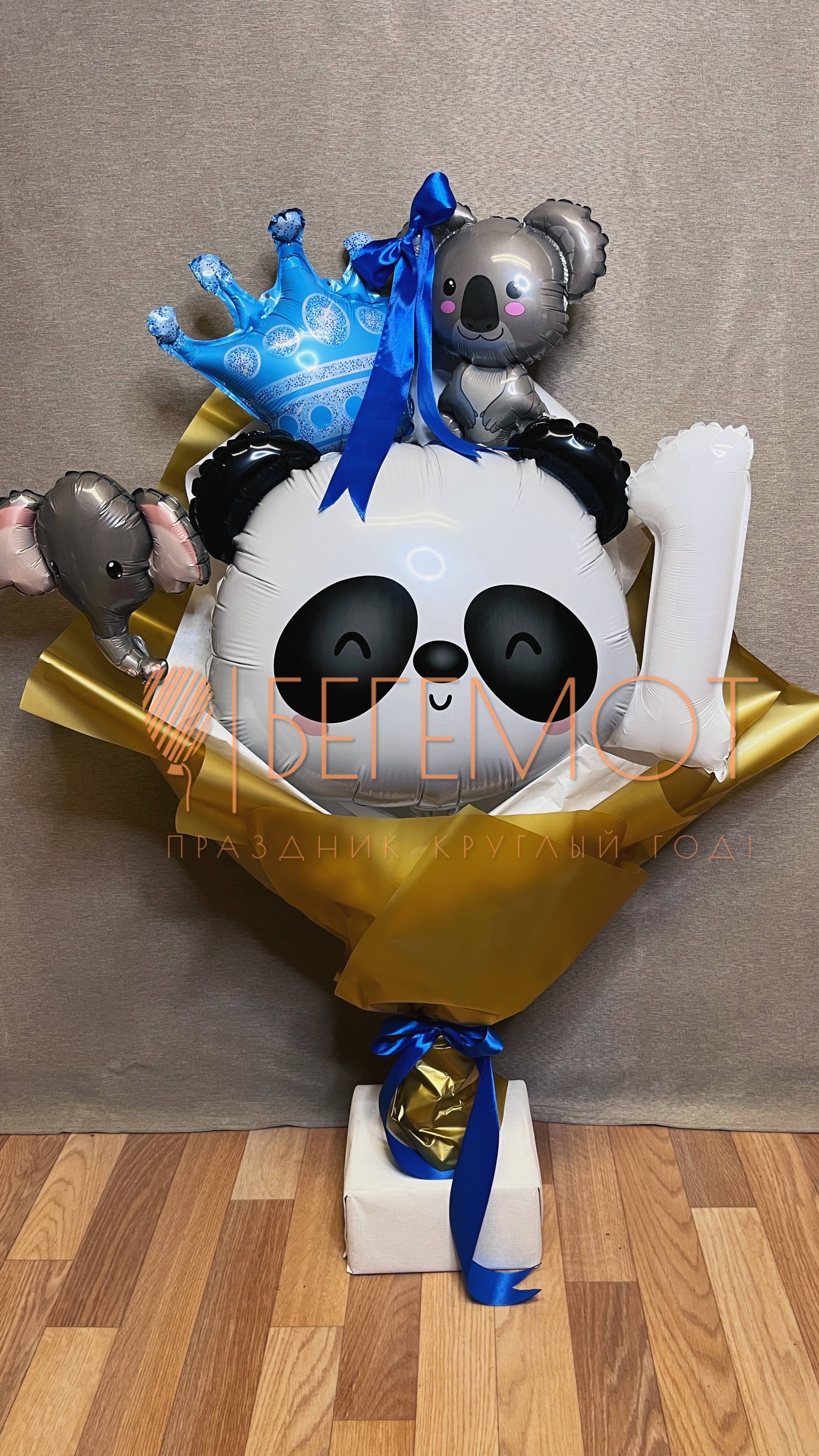 Букет на первый годик из воздушных шаров с животными