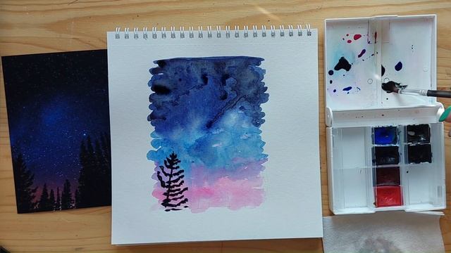 Видеоурок Пейзажный скетчинг "Рисуем ночной пейзаж"