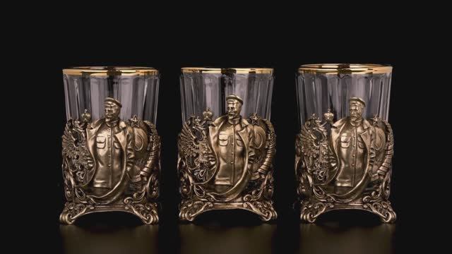 Стопки ФСБ Дзержинский 3 или 6 шт (Латунь, стекло)