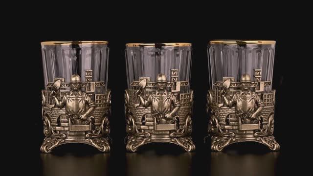 Стопки Строитель (Латунь, стекло)