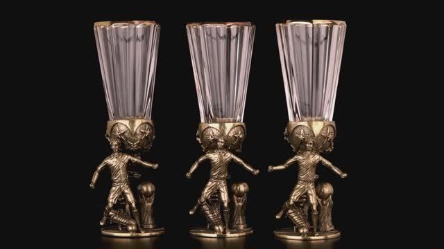 Лафитники Футболист 3 или 6 шт (Латунь, хрусталь)