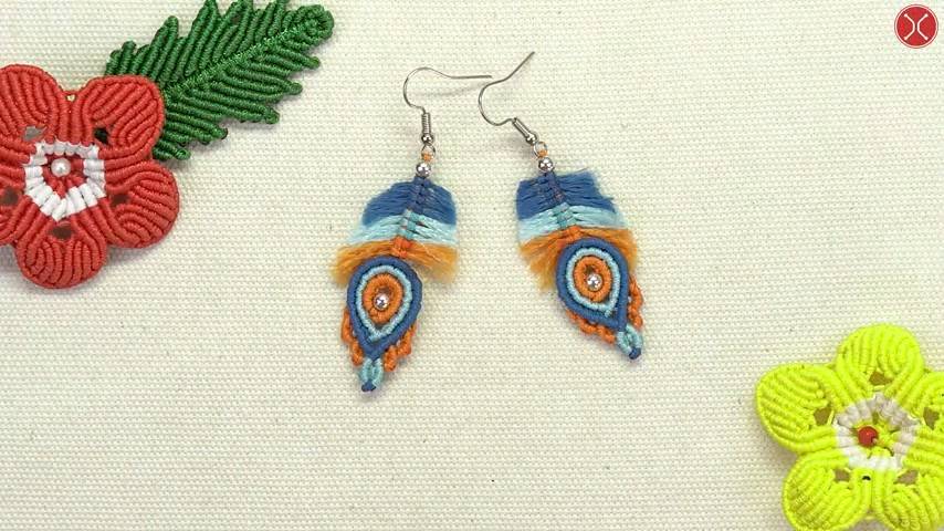 Macrame earrings ｜ How to Make Macrame Feather  Earrings ｜  Beginner Tutorial ｜ DIY