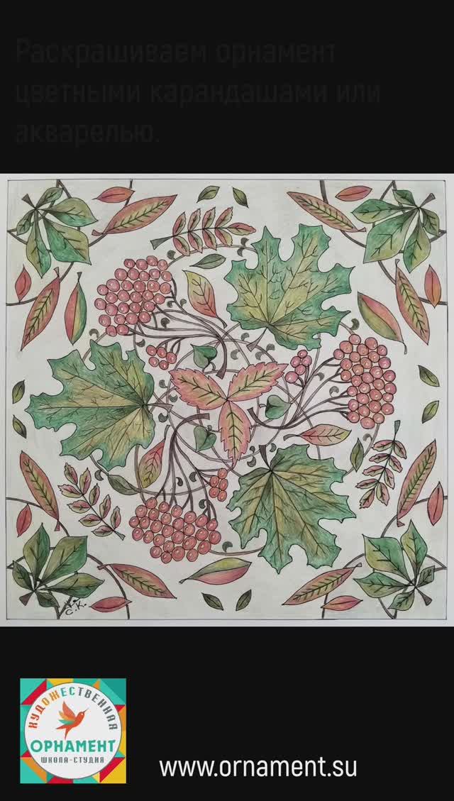 Рисование орнамента «Листопад». Орнаментальная композиция. Растительный орнамент в круге.