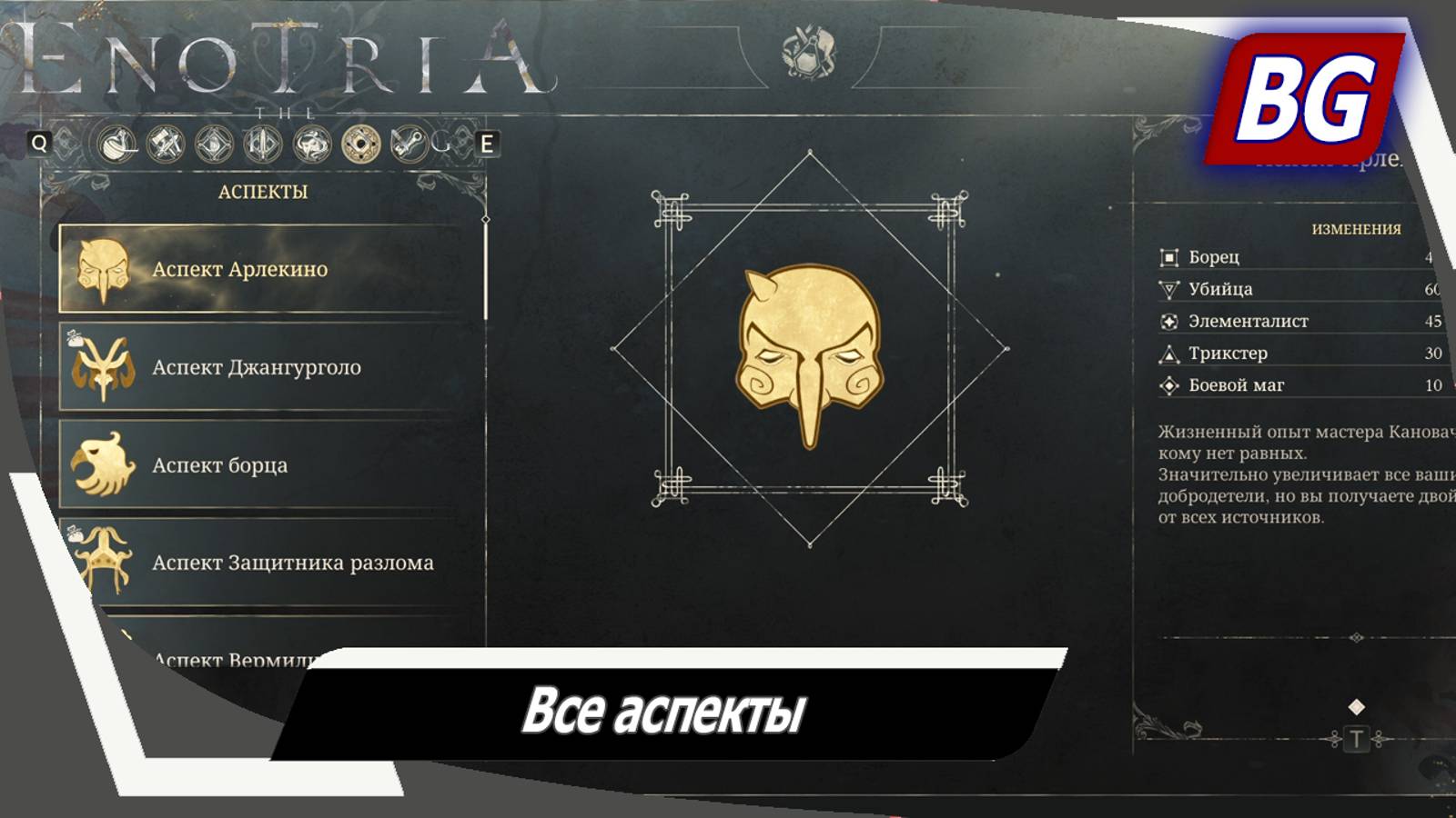 Enotria: The Last Song ➤ Все аспекты (Thousand Roles)