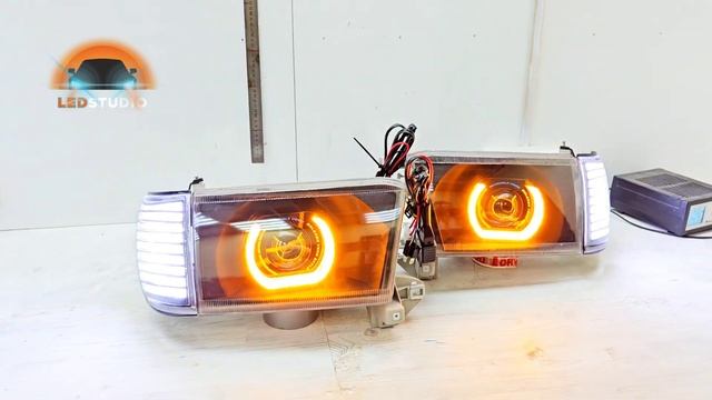 Toyota Hilux Surf светодиодные тюнинг фары с кастом ДХО и габарит