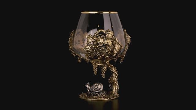 Бокал для коньяка Виноградная лоза с Улиткой (Латунь, мельхиор, стекло)