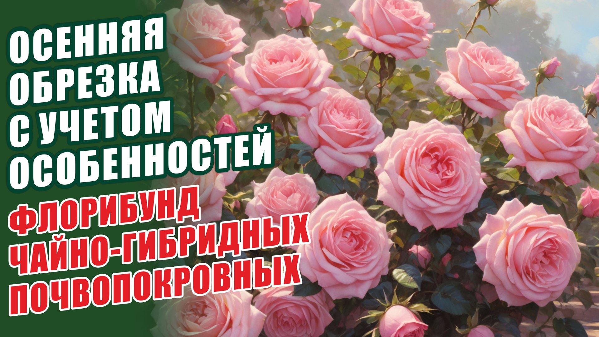 ОБРЕЗКА РОЗ: ФЛОРИБУНДЫ, ЧАЙНО-ГИБРИДНЫЕ,  ПОЧВОПОКРОВНЫЕ РОЗЫ. ОБРЕЗКА РОЗ ОСЕНЬЮ. РОЗЫ В САДУ