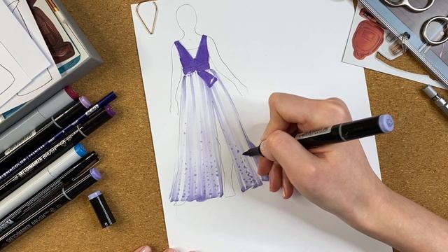 Урок по рисованию платья / Как рисовать одежду / Урок по рисованию одежды fashion скетчинг TutKukla
