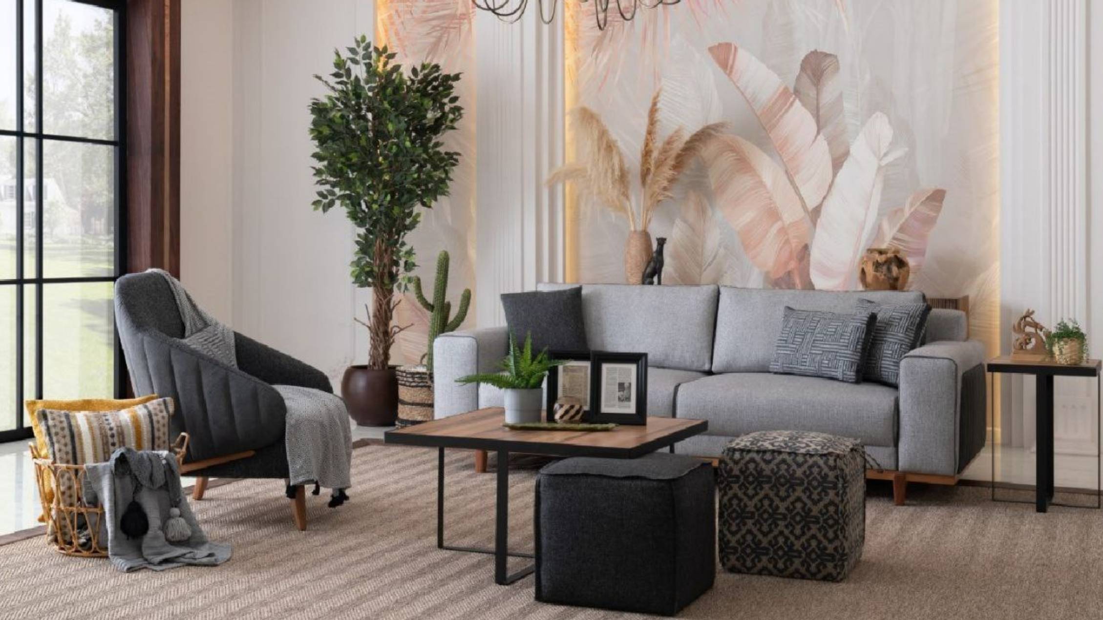 Раскладной диван и кресло Касса от Wood.Root, цвет серый. Дизайнерская мебель по доступной цене