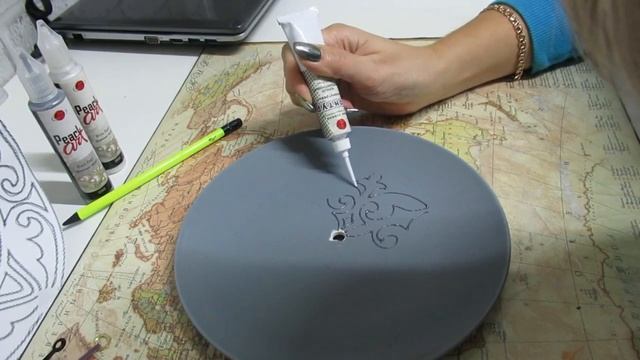 Роспись часов из тарелки!