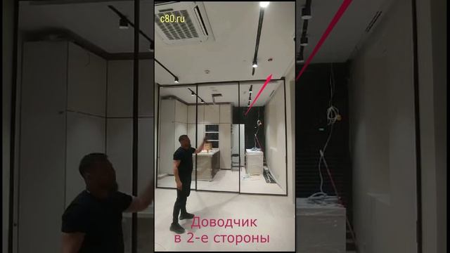 Раздвижная каскадная перегородка стеклянная