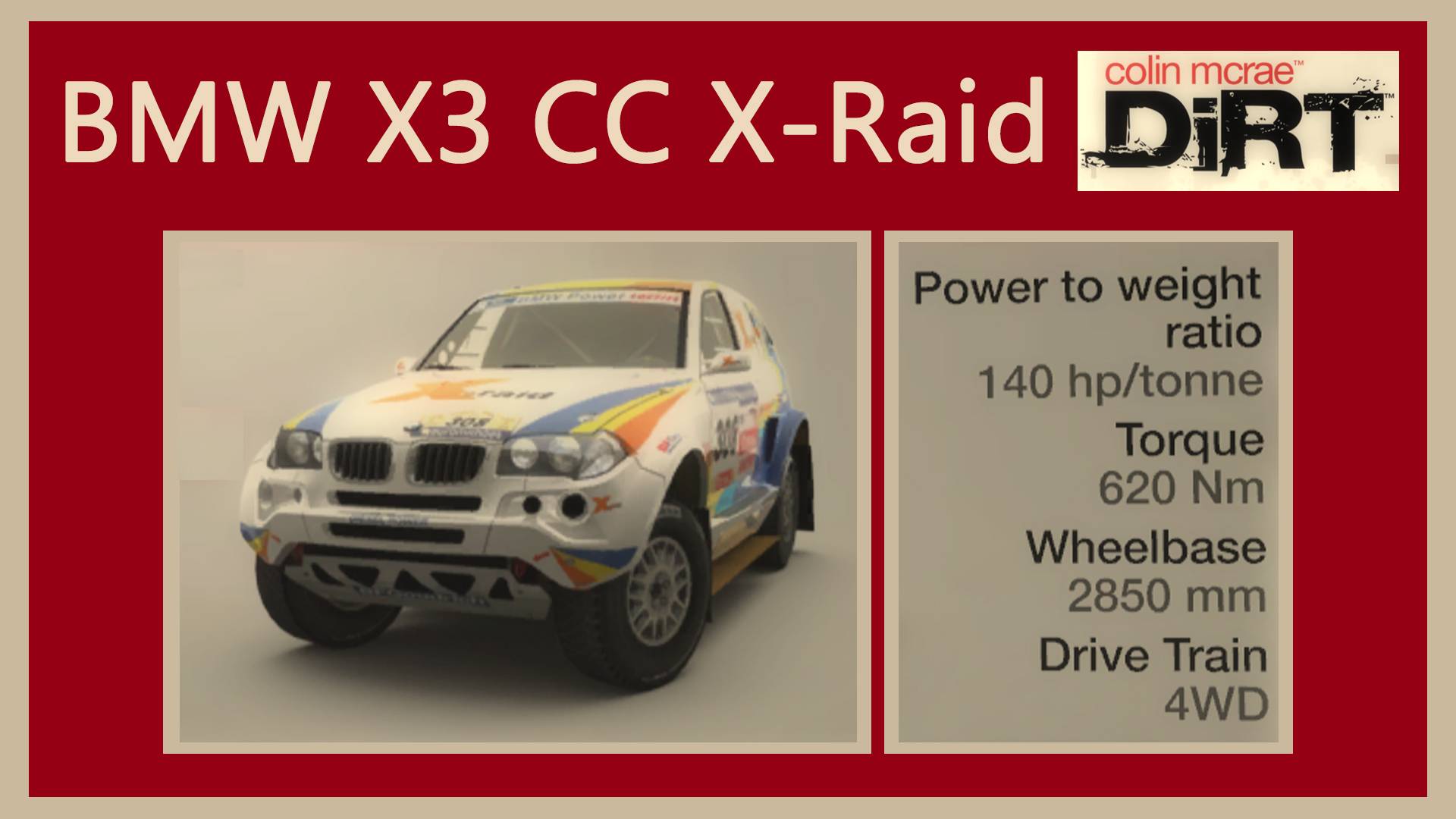 BMW X3 CC X-Raid | Colin McRae DiRT |