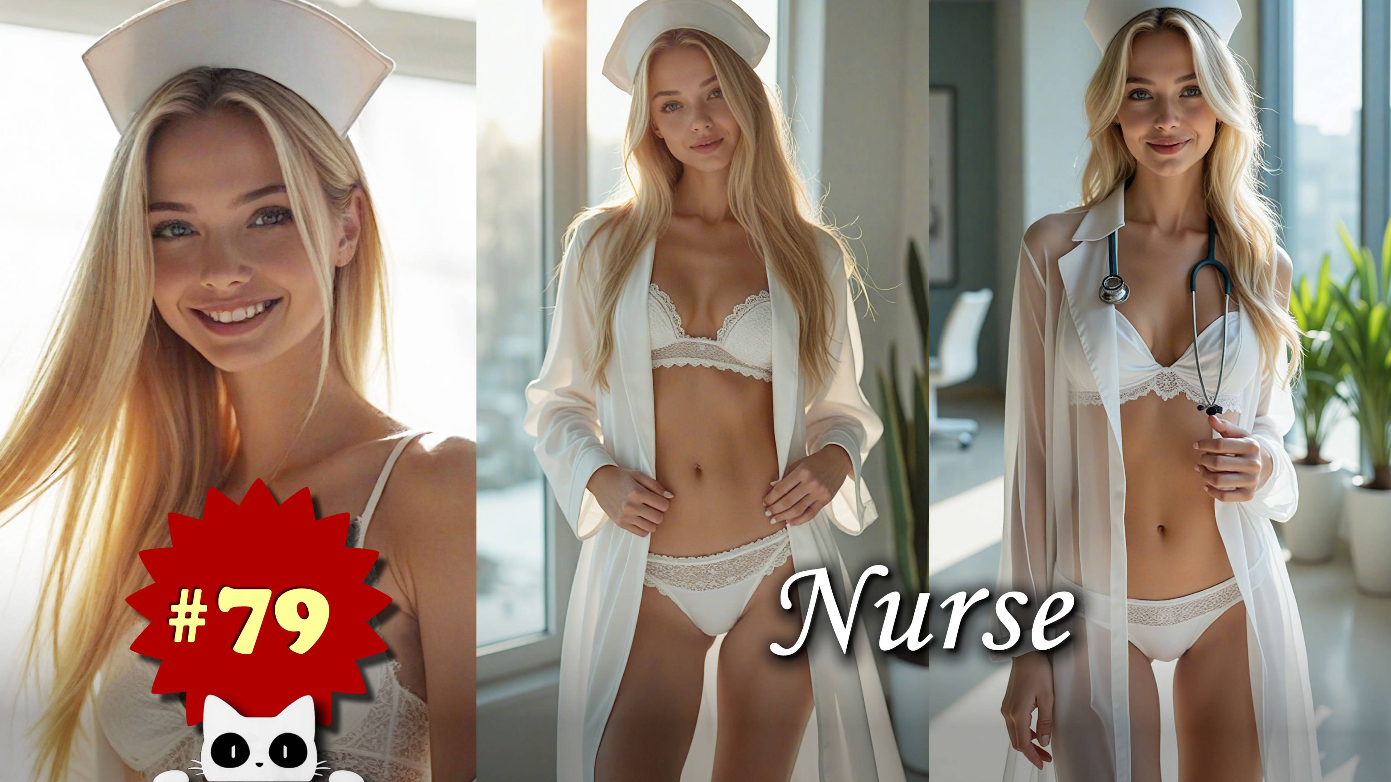 #79 ❤ Beautiful Nurse | AI ART Lookbook | Cute 19-Year-Old Girl