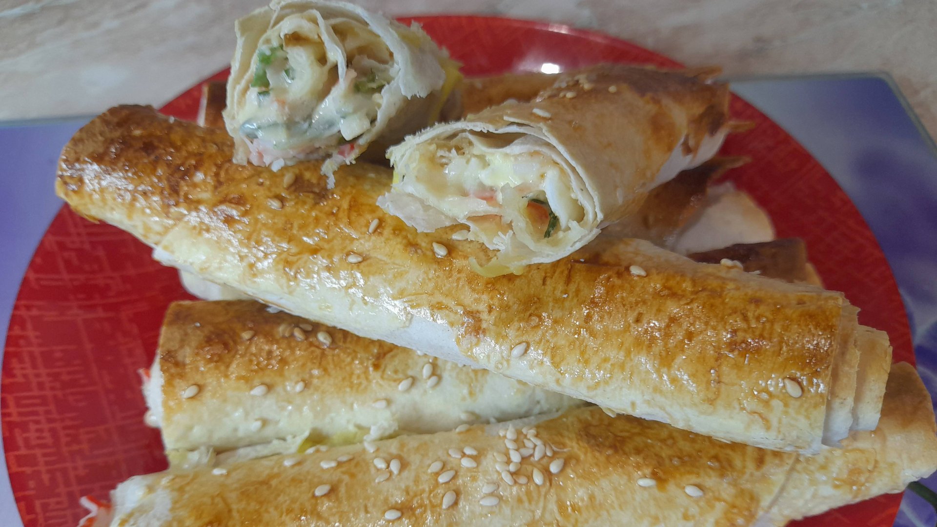 Завтрак. Рулетики из лаваша.