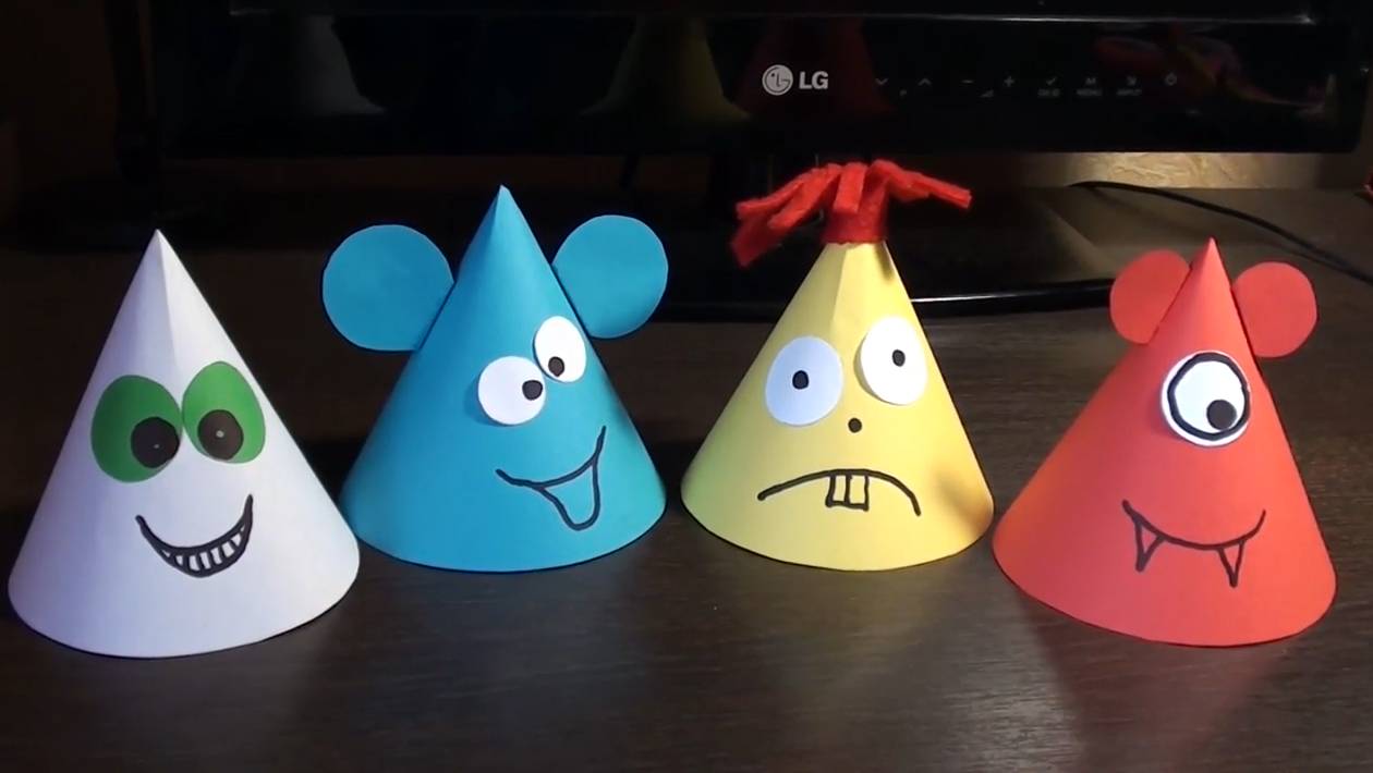 Колпачки монстрики из бумаги