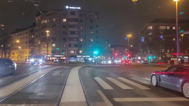 Хельсинки, Трамвайный Маршрут № 1, Вид из кабины машиниста