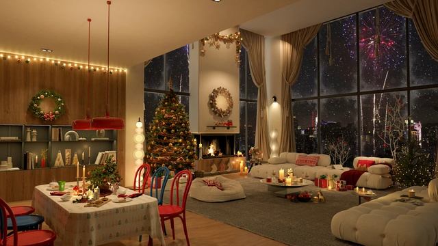 Christmas Jazz Elegance   Snowfall Symphony in Your Cozy Living Room Haven 🎁❄️🎄Cozy Christmas Nigh