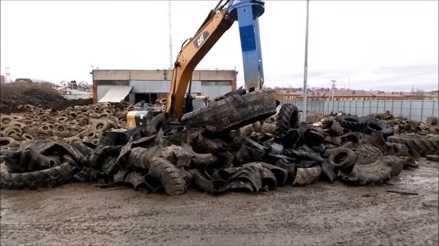 Резка шин и КГШ гидроножницами AS055 ARDEN на CATERPILLAR 336