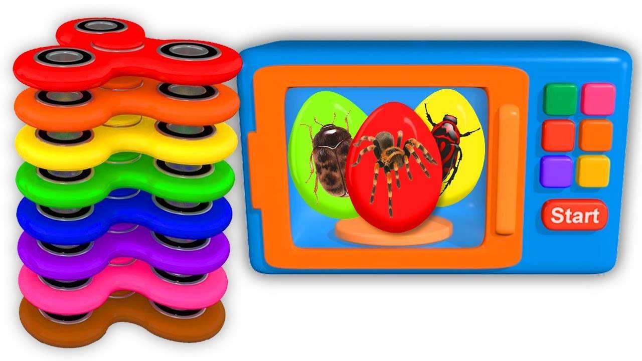 Мультики для детей, волшебная микроволновка и спиннеры, учим цвета