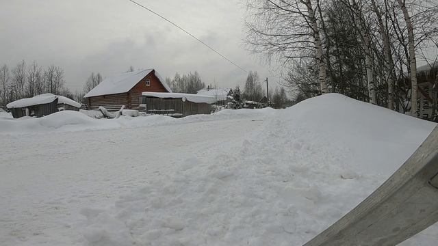 Нас замело/Чищу свой проезд от снега отвалом на квадроцикле РМ-800/Легко справился со своей задачей