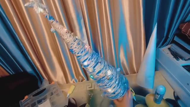 Новогодняя ёлка из ниток и клея ПВА. Размер А3