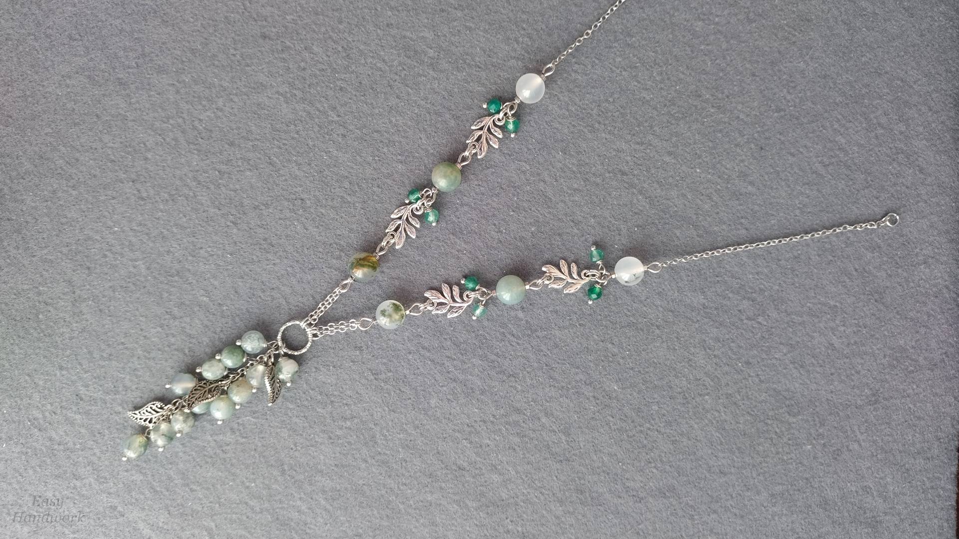 Колье из мохового агата