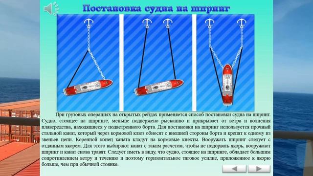 12. Постановка судна на шпринг